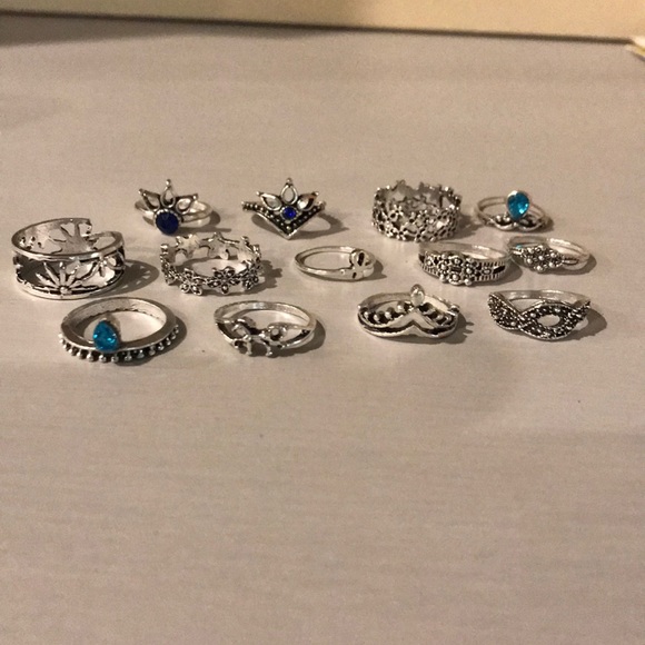 Jewelry | Crystal Charm Ring Set | Poshmark